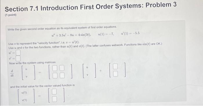Solved Section 7 1 Introduction First Order Systems Problem