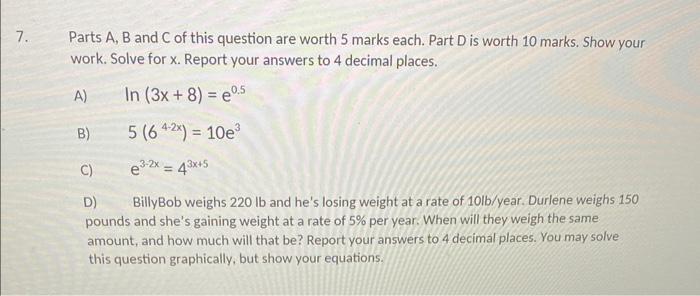 Solved Parts A, B and C of this question are worth 5 marks | Chegg.com