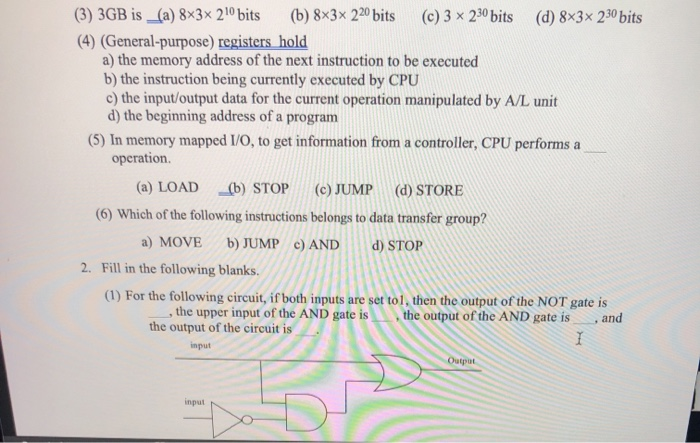 Solved (3) 3GB is _(a) 8x3x 210 bits (b) 8x3x 220 bits (e) 3 | Chegg.com Solved (3) 3GB is _(a) 8x3x 210 bits (b) 8x3x 220 bits (e) 3 | Chegg.com