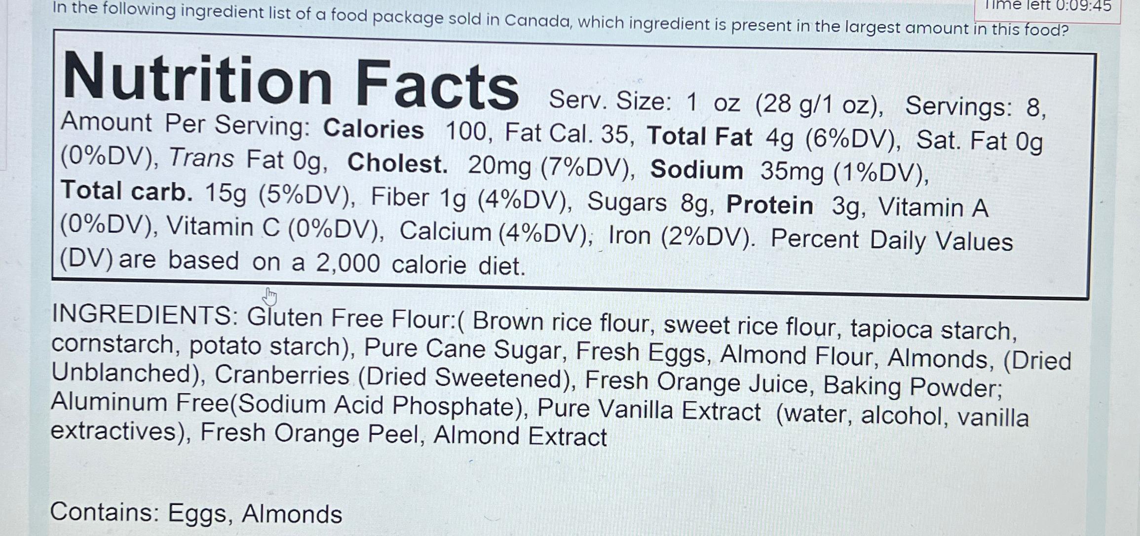 Solved In the following ingredient list of a food package | Chegg.com