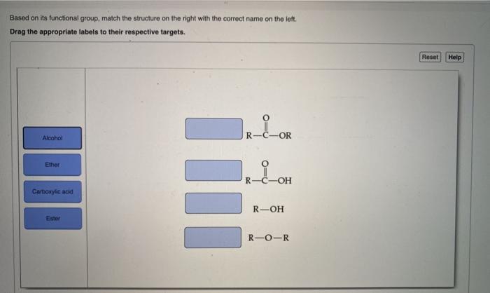 Solved Based on its functional group, match the structure on | Chegg.com