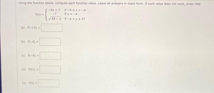 Solved Using the function below, compute each function | Chegg.com