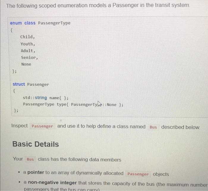 Solved The following scoped enumeration models a Passenger | Chegg.com Solved The following scoped enumeration models a Passenger | Chegg.com