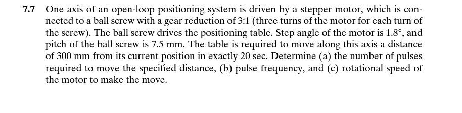 Solved 7.6 (A) One axis of the worktable in a CNC | Chegg.com