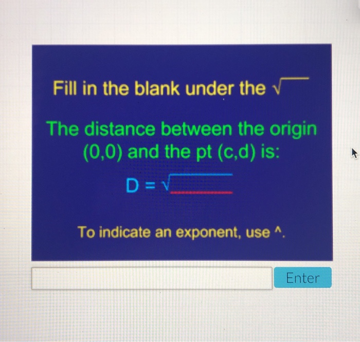 Solved Fill in the blank under the v The distance between | Chegg.com