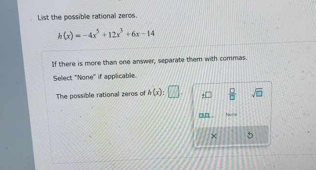 Solved List the possible rational | Chegg.com