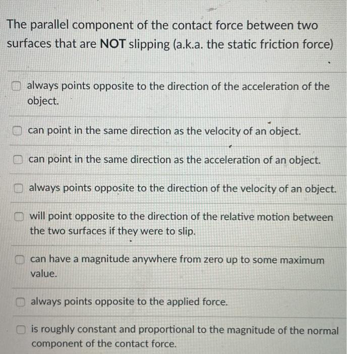 Solved The perpendicular/normal component of a contact force | Chegg.com