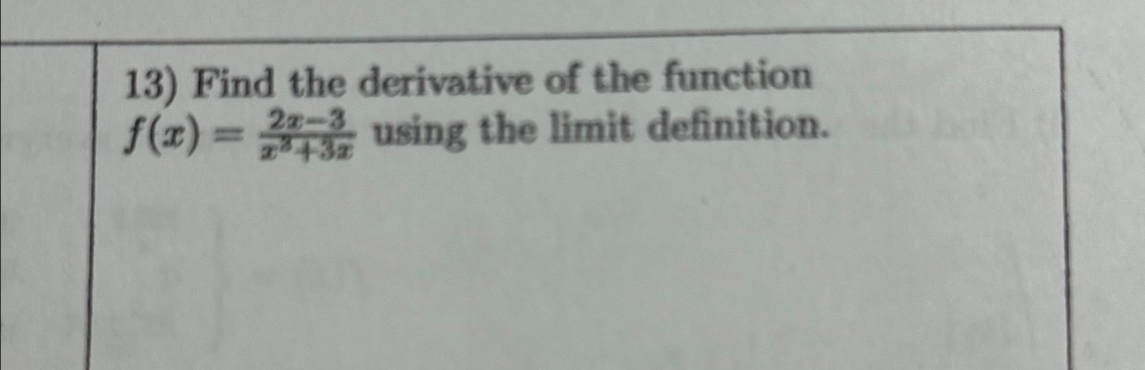 Solved Find the derivative of the function f(x)=2x-3x3+3x | Chegg.com