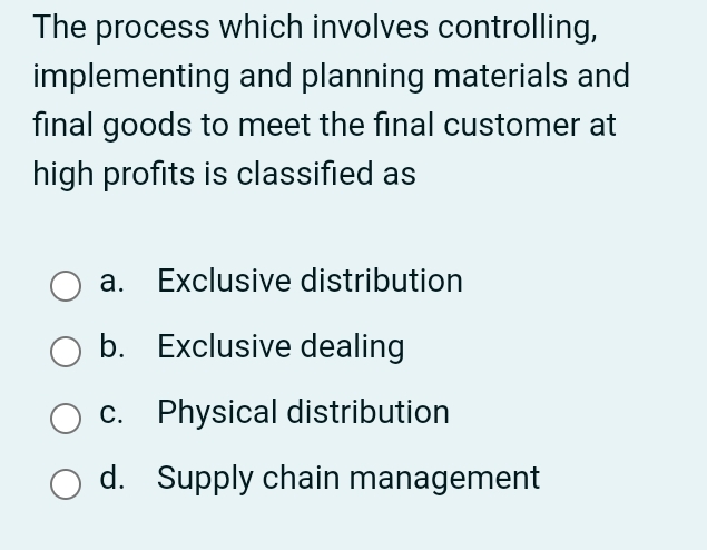 Solved The process which involves controlling, implementing | Chegg.com