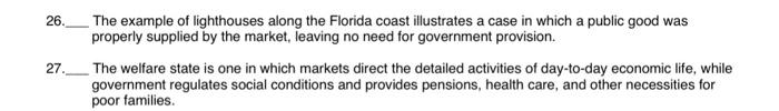 Solved 26. The example of lighthouses along the Florida | Chegg.com