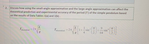 Solved Discuss how using the small-angle approximation and | Chegg.com