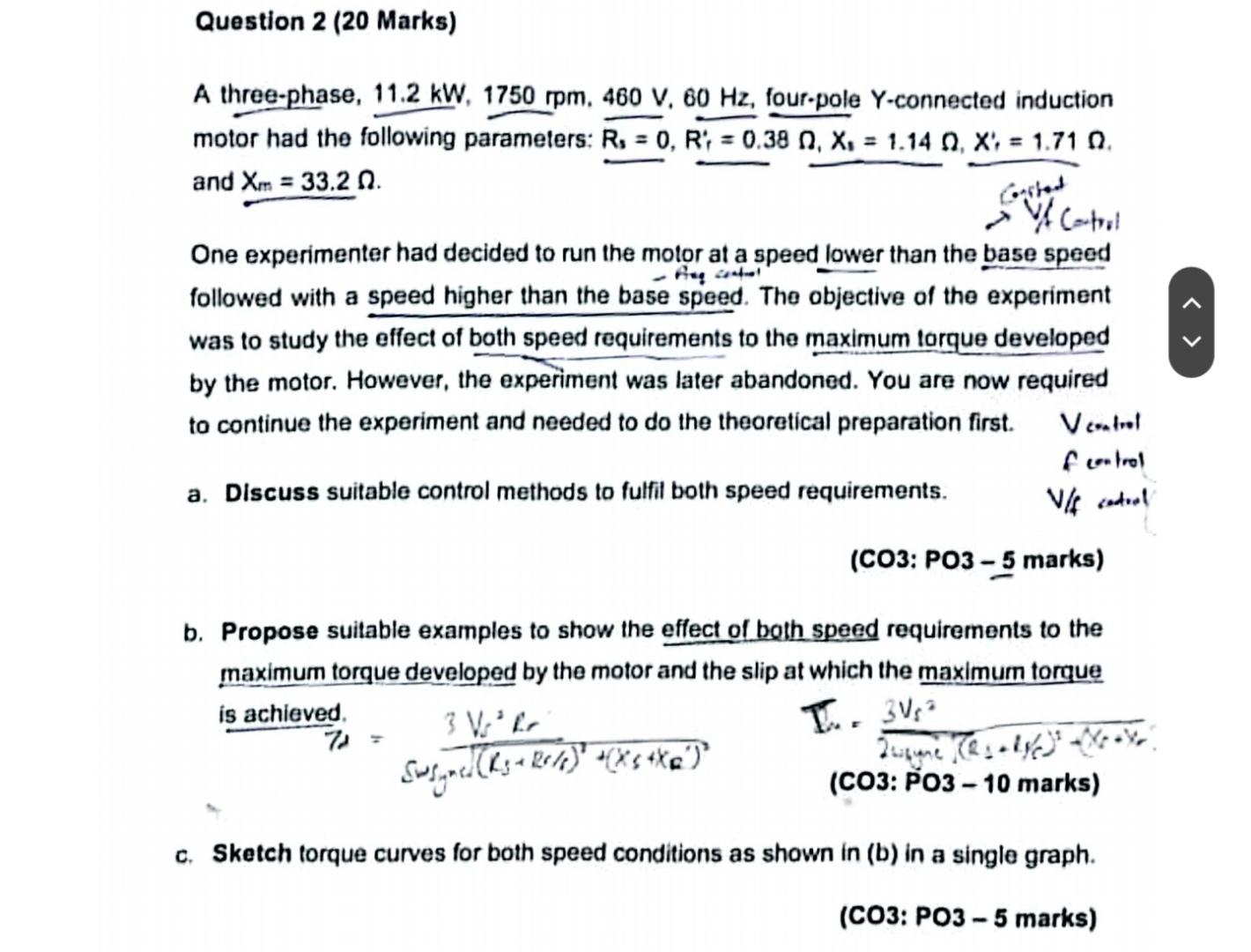 Solved Question 2 (20 Marks)\\nA three-phase, | Chegg.com