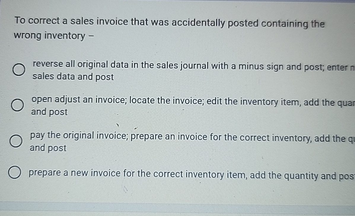 Solved To correct a sales invoice that was accidentally | Chegg.com