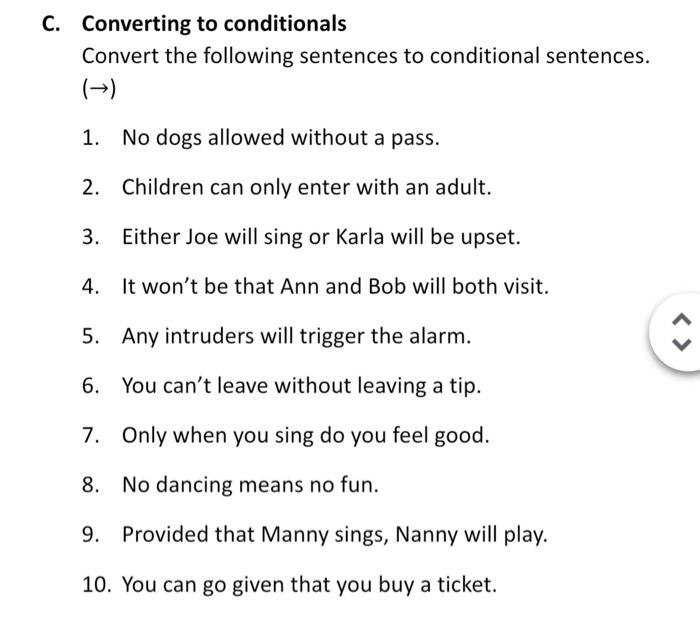 Solved Converting to conditionals Convert the following | Chegg.com
