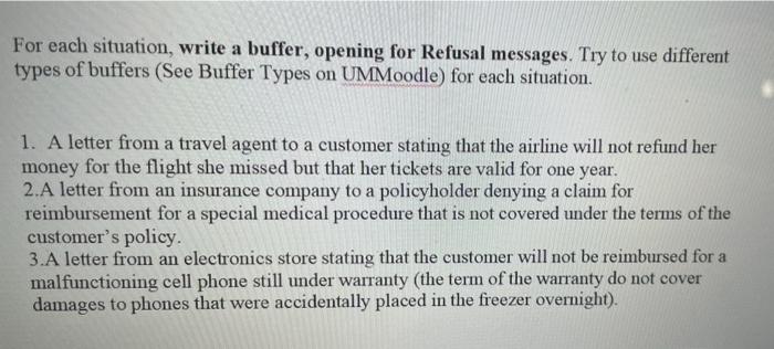 Solved For each situation, write a buffer, opening for | Chegg.com