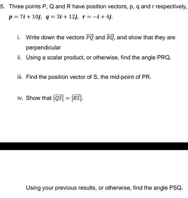 Solved Three points P,Q and R have position vectors, p,q and | Chegg.com