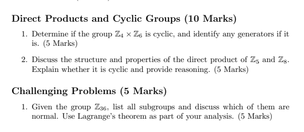 Solved Direct Products and Cyclic Groups (10 | Chegg.com