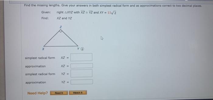 Solved Find the missing lengths. Give your answers in both | Chegg.com