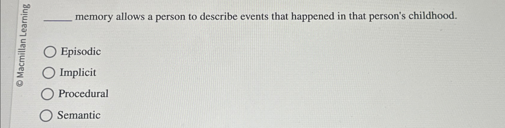 Solved memory allows a person to describe events that | Chegg.com