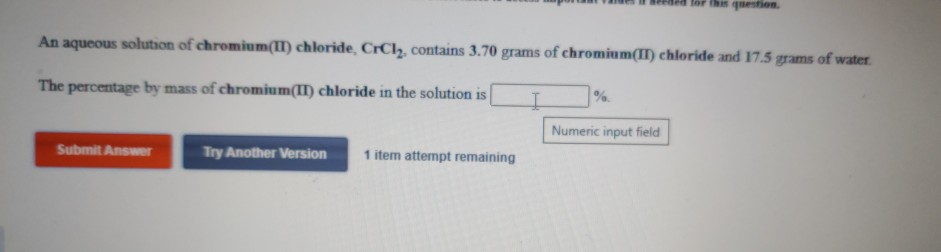 Solved question An aqueous solution of chromium(II) | Chegg.com