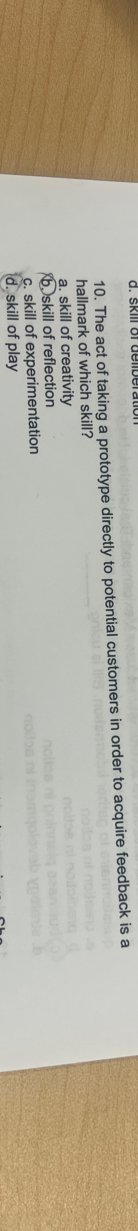Solved The act of taking a prototype directly to potential | Chegg.com