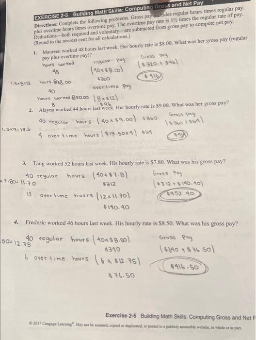 Solved EXERCISE 2.5 : Building Math Skills: Computin: Gross | Chegg.com