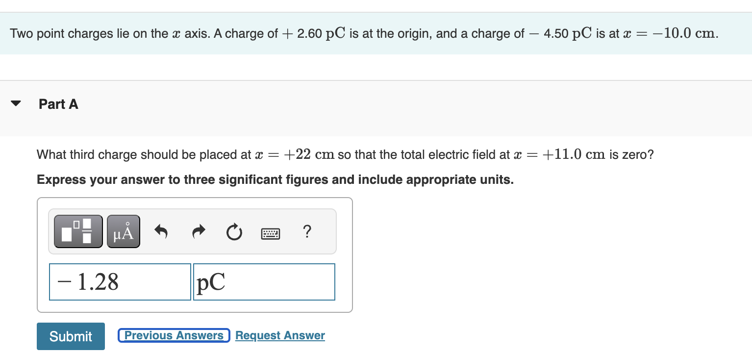 Solved Two point charges lie on ﻿the x ﻿axis. A charge | Chegg.com