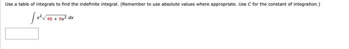 Solved Use a table of integrals to find the indefinite | Chegg.com