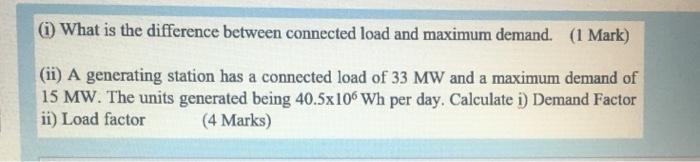 Solved (i) What is the difference between connected load and | Chegg.com