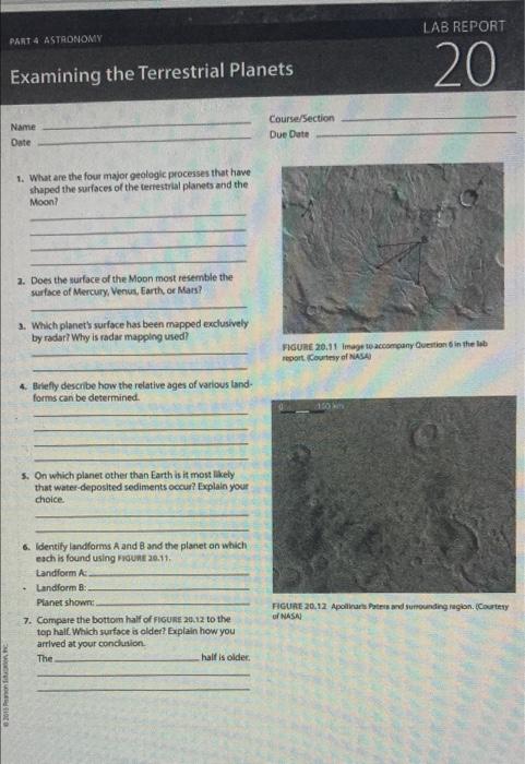 Solved LAB REPORT PART 4 ASTRONOMY 20 Examining the | Chegg.com