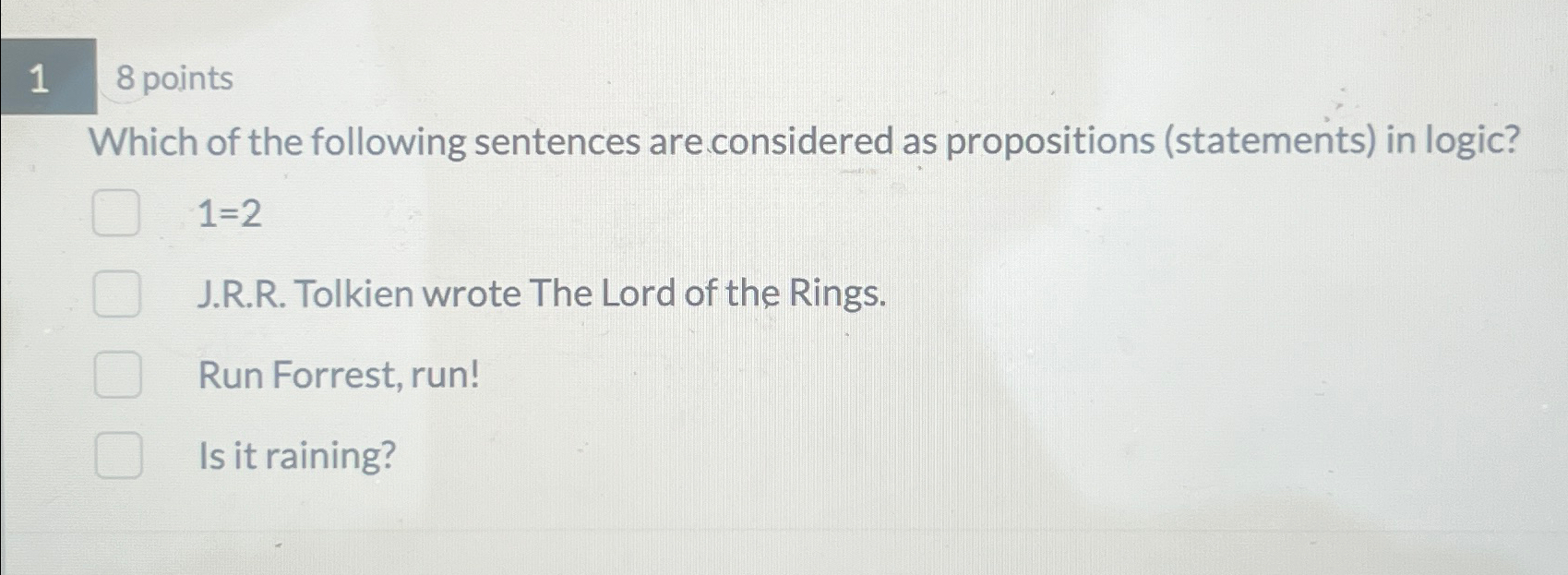 Solved 18 ﻿pointsWhich of the following sentences | Chegg.com