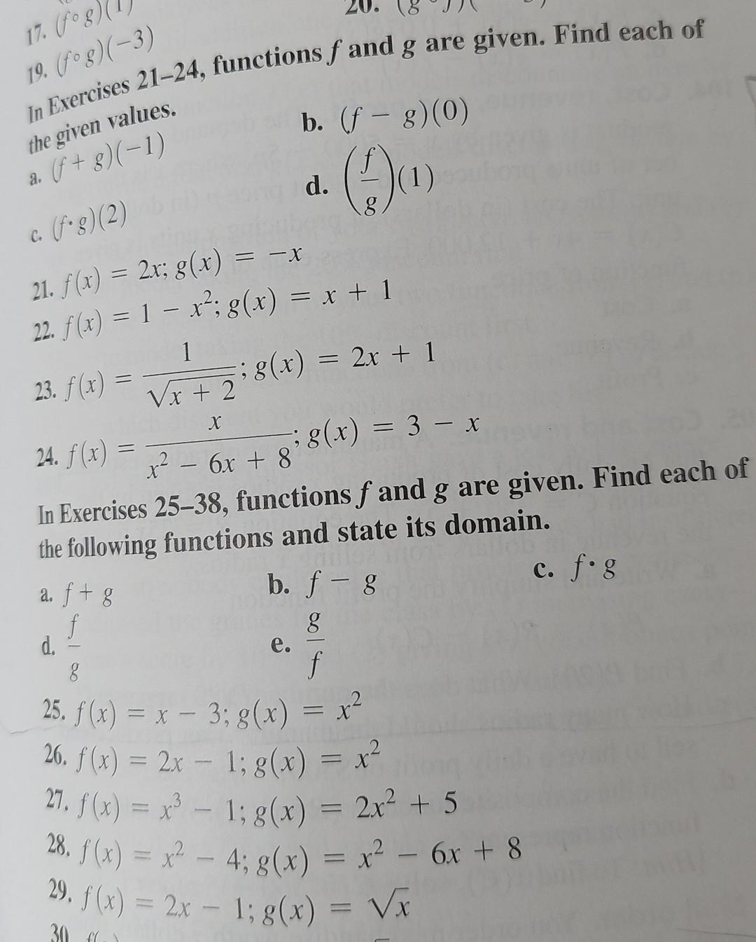 Solved 17. (fog)( 19. (fog)(-3) In Exercises 21-24, | Chegg.com