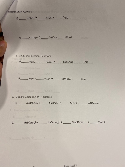 Solved Name: Date: Section: CHEMICAL EQUATIONS: A Study | Chegg.com