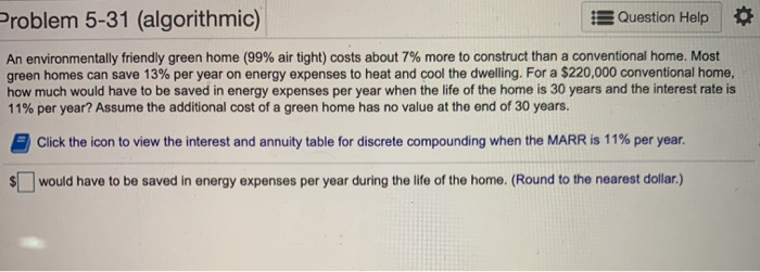 Solved Problem 5-31 (algorithmic) Question Help An | Chegg.com