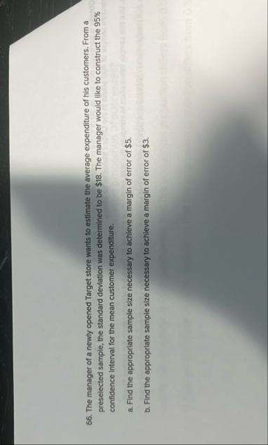 Solved The manager of a newly opened Target store wants to | Chegg.com