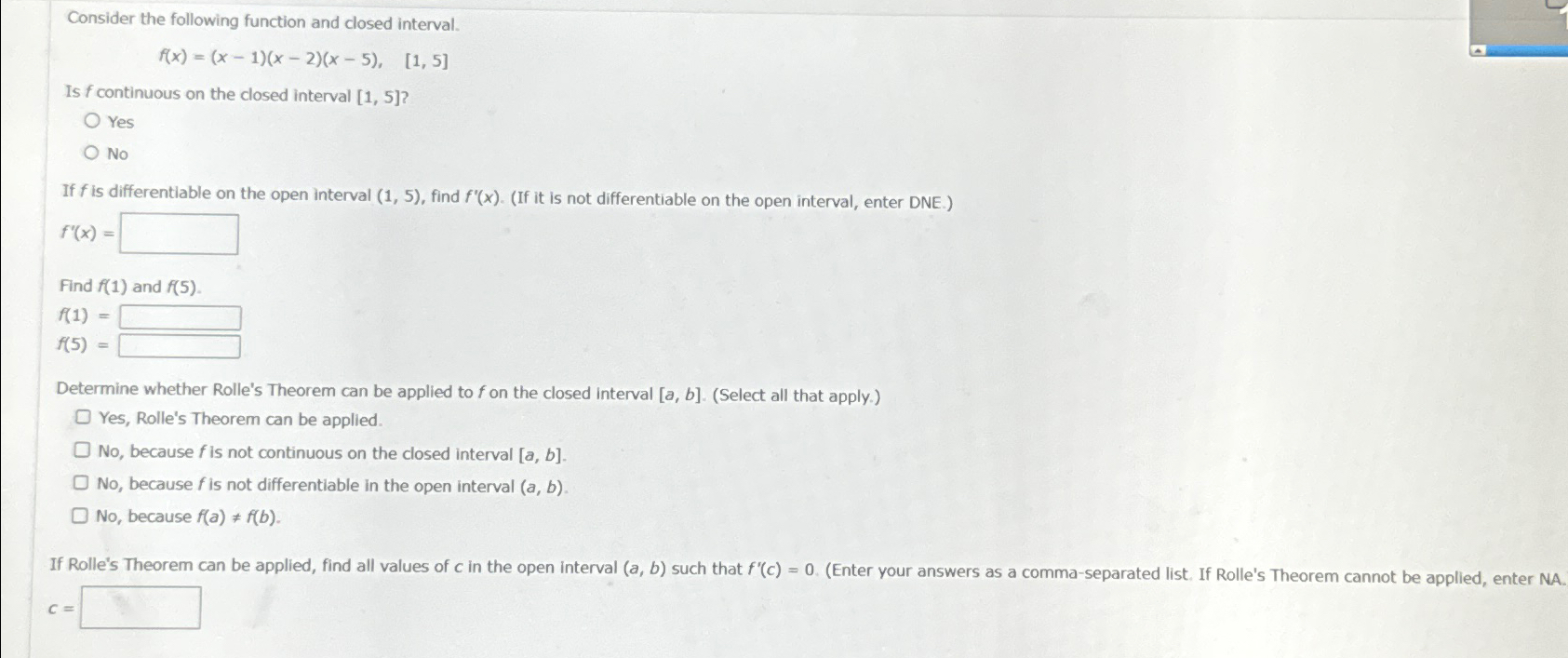 Solved Consider the following function and closed | Chegg.com