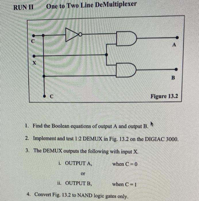 Solved RUN II One to Two Line DeMultiplexer A X B C Figure | Chegg.com