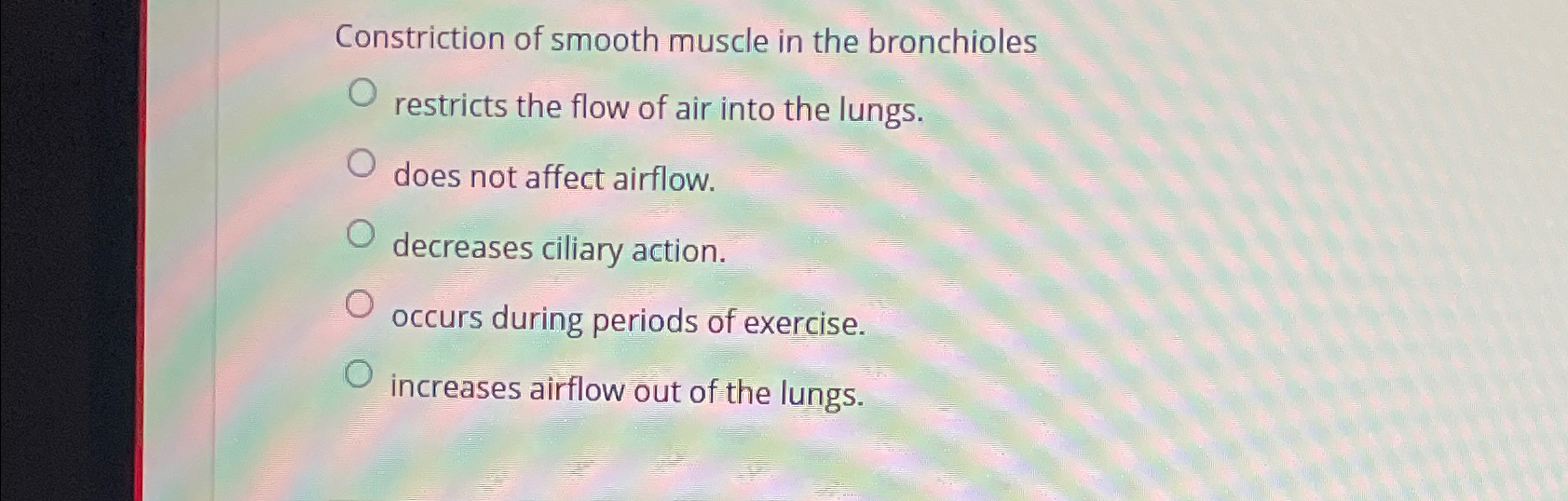 Solved Constriction of smooth muscle in the | Chegg.com