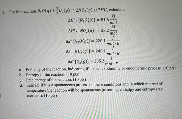 Solved he reaction N2O(g)+23O2(g)⇌2NO2(g) at 25∘C, | Chegg.com