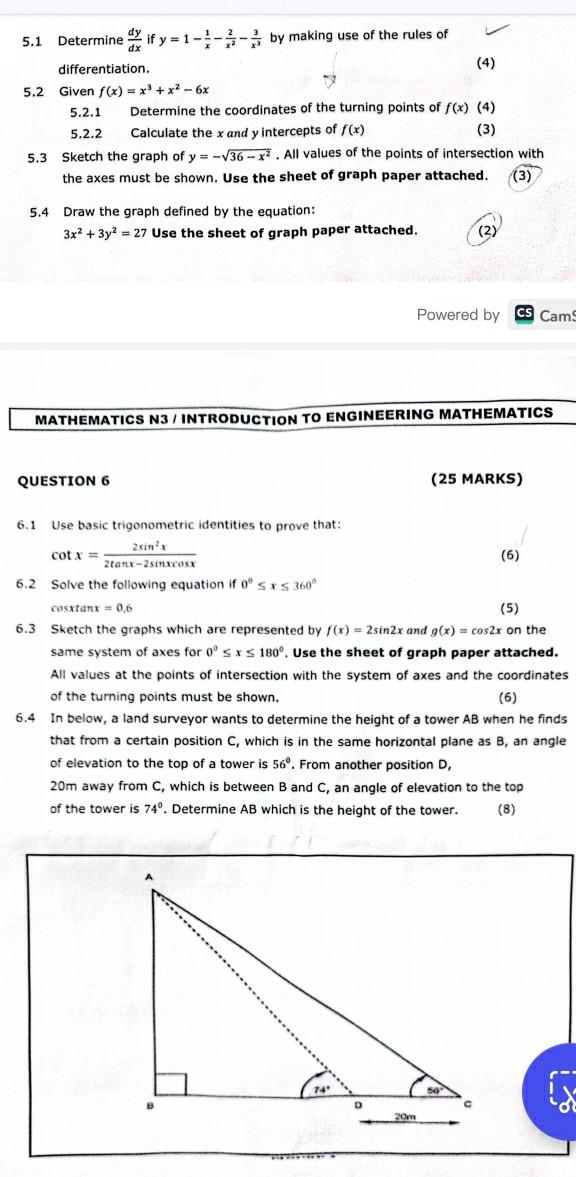 Solved MATHEMATICS N3 / INTRODUCTION TO ENGINEERING | Chegg.com