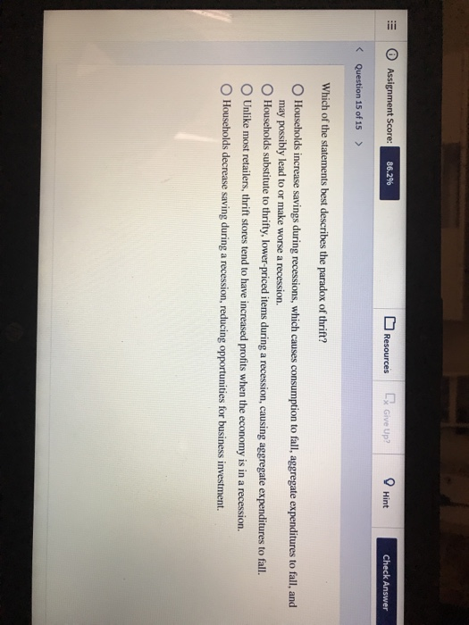 Solved Assignment Score: 86.2% Resources [ Give Up? Hint | Chegg.com
