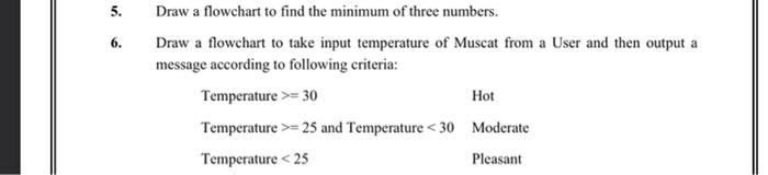Solved 5. 6. Draw a flowchart to find the minimum of three | Chegg.com