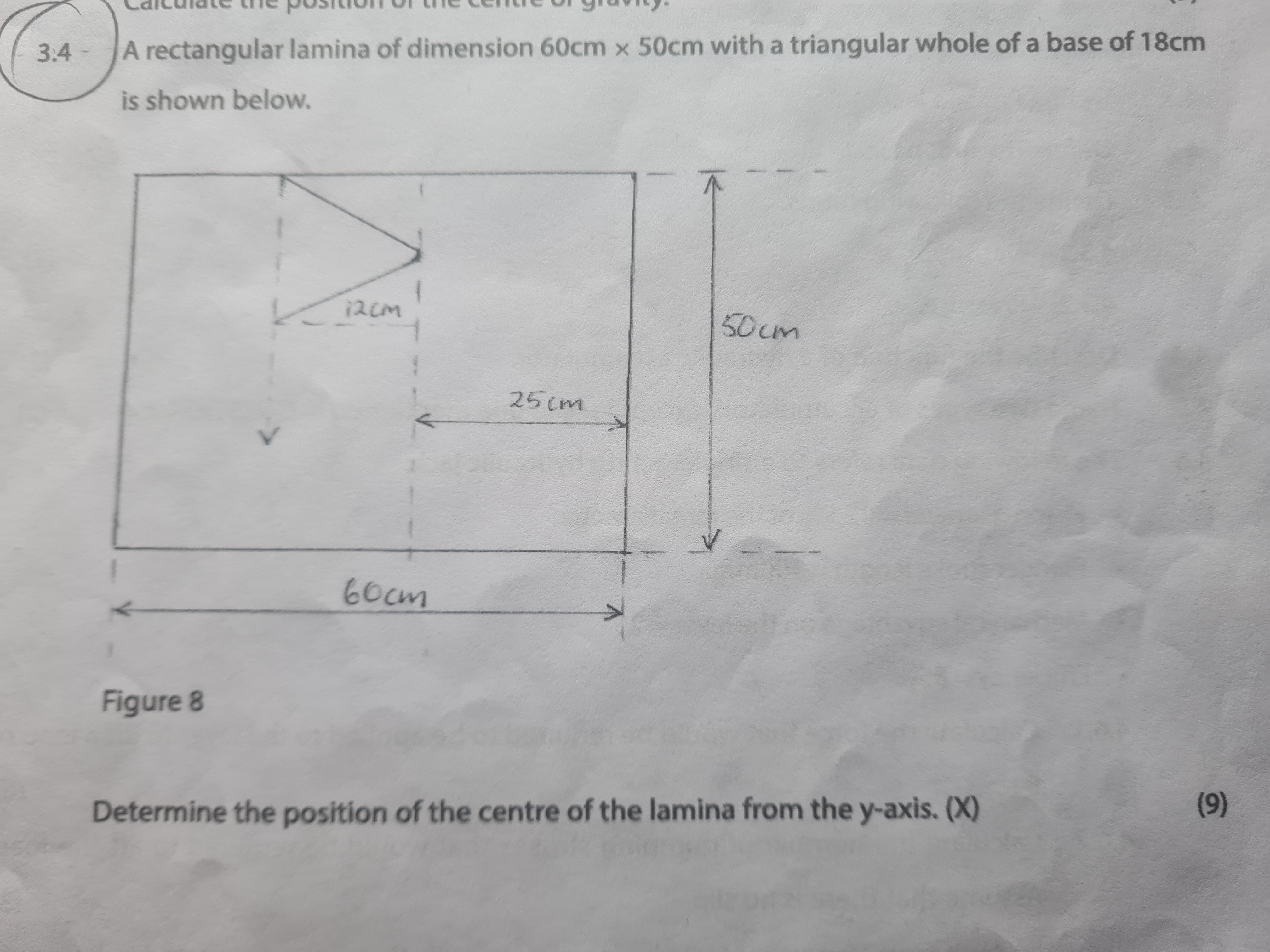 Solved 3.4 - ﻿A rectangular lamina of dimension 60cm×50cm | Chegg.com