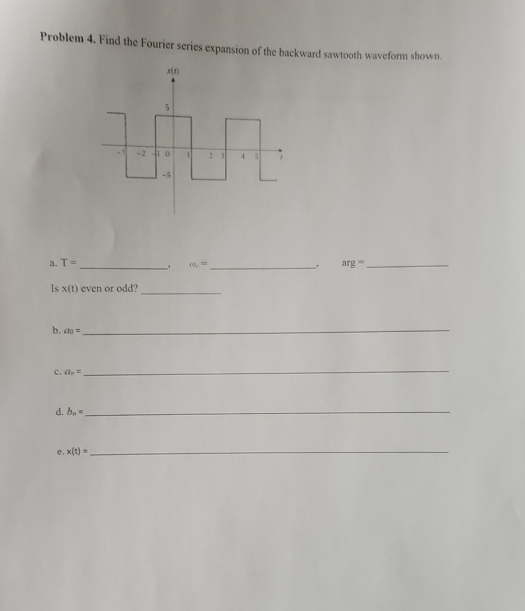 Solved Problem 4 Find The Fourier Series Expansion Of The