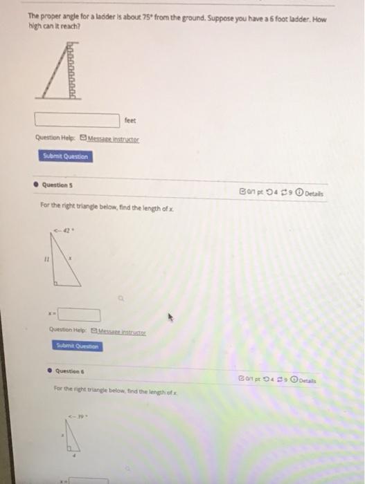 Solved The proper angle for a ladder is about 75° from the | Chegg.com