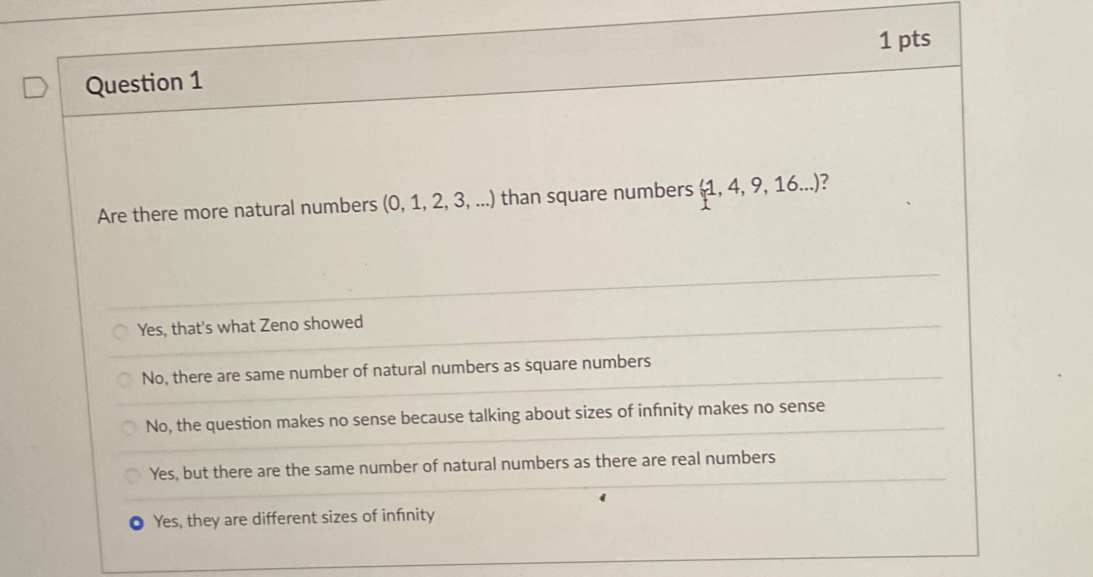 Question 1Are there more natural numbers | Chegg.com