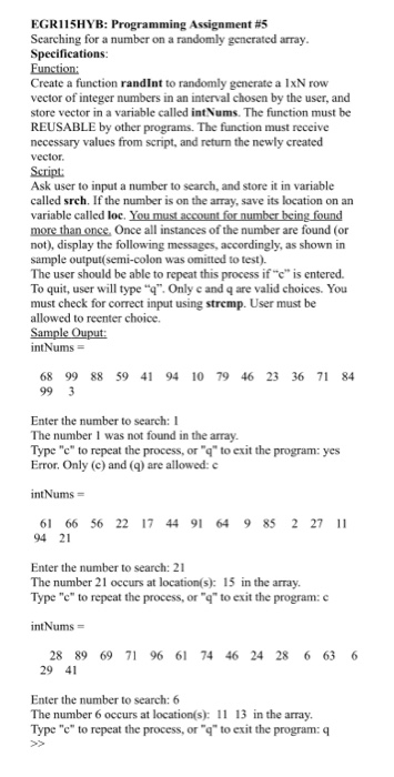 Solved Egr115hyb Programming Assignment 5 Searching For A