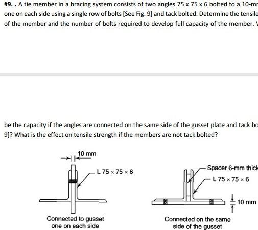 Solved #9. . A tie member in a bracing system consists of | Chegg.com