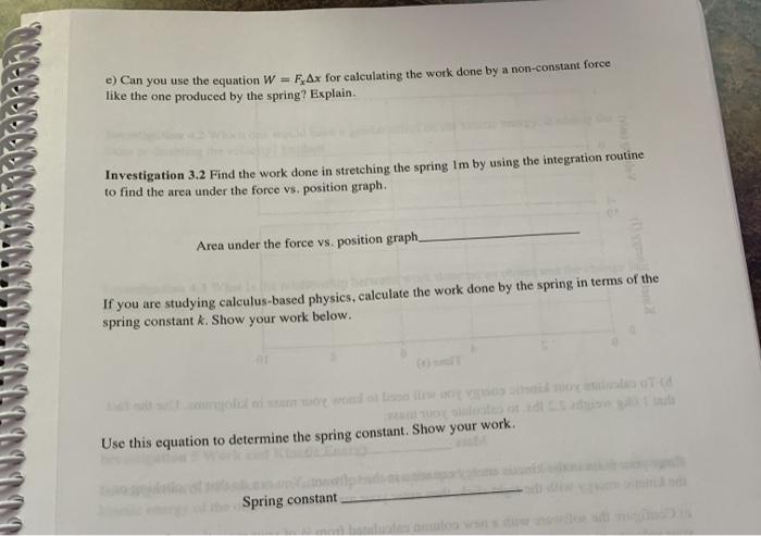Solved Investigation Work Done by a Non-constant Force A | Chegg.com
