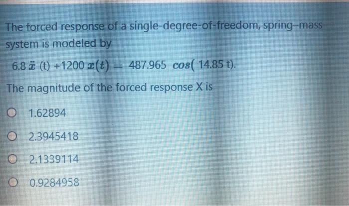 Solved The forced response of a single-degree-of-freedom, | Chegg.com